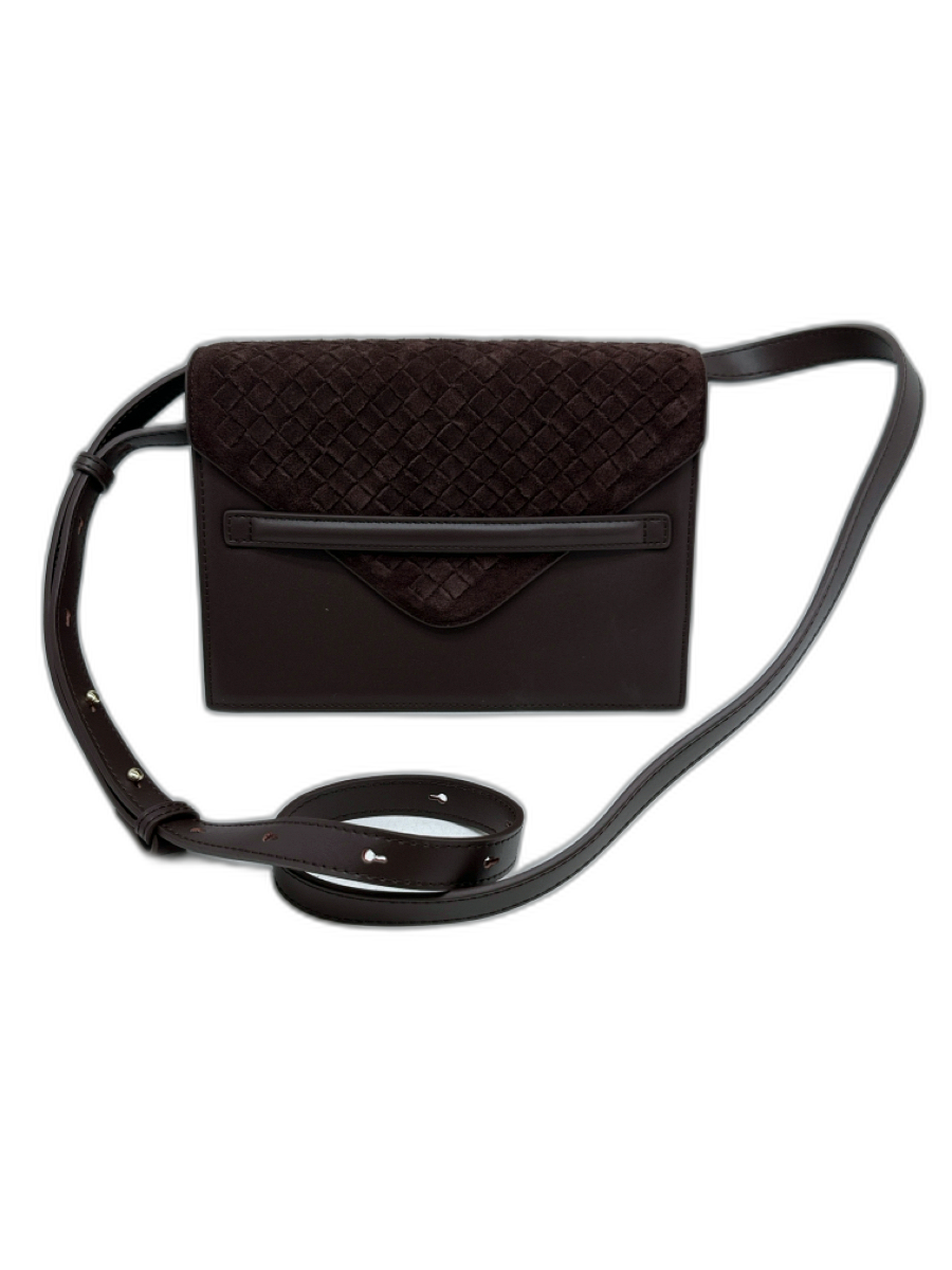 Tuckernuck Chocolate Brown Leather & Suede Basket Weave flap over Bag ...