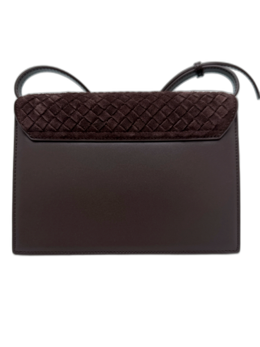 Tuckernuck Chocolate Brown Leather & Suede Basket Weave flap over Bag ...