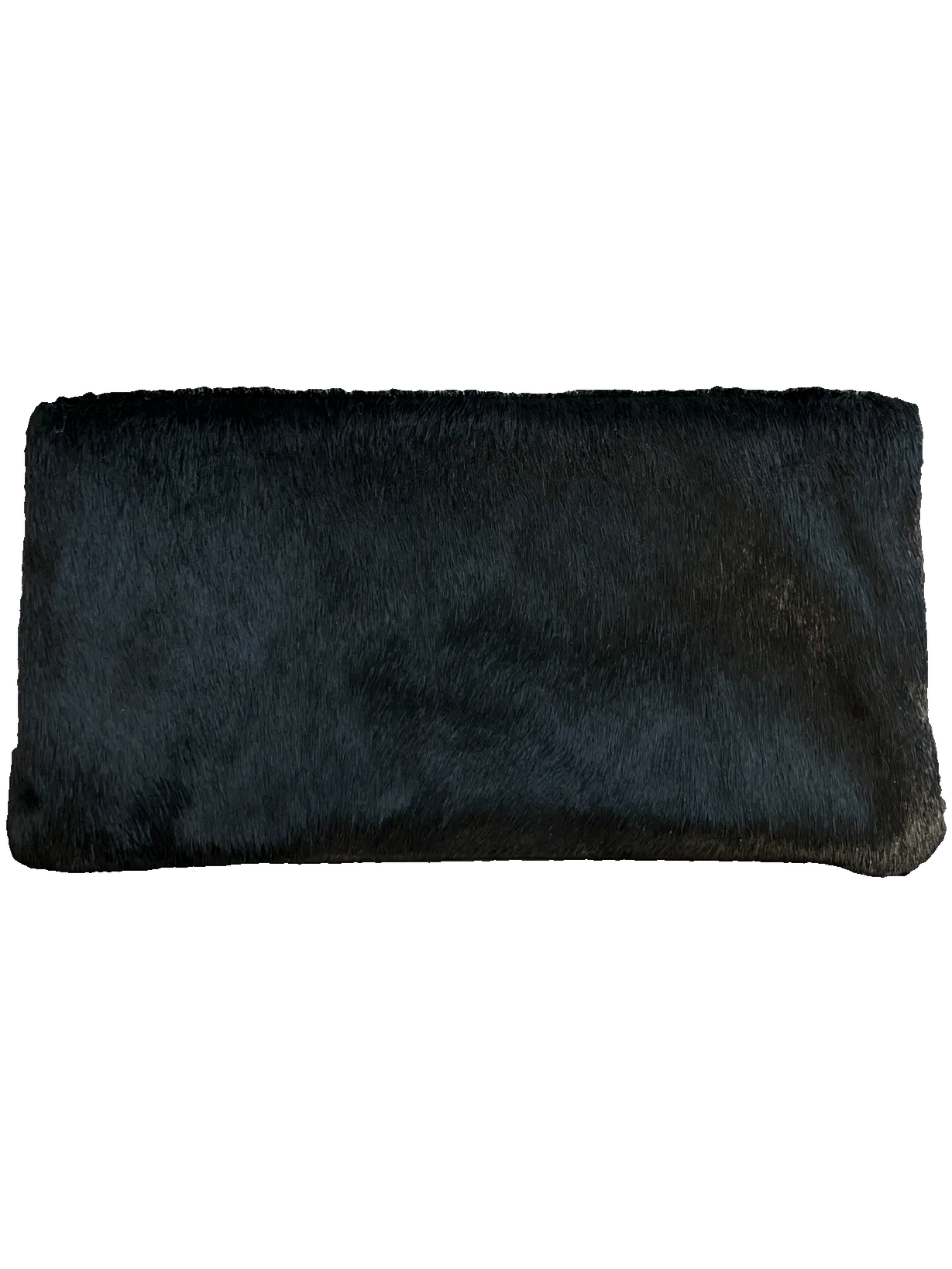 Clare V Black Leather Calf Hair Top Zip Fold Over Gold Hardware Bag ...