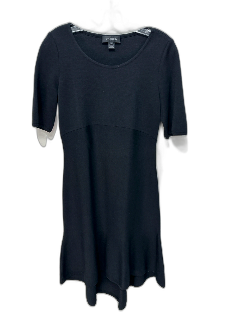 St. John Size 4 Black Wool & Rayon Side Zip Dress — Labels Resale Boutique