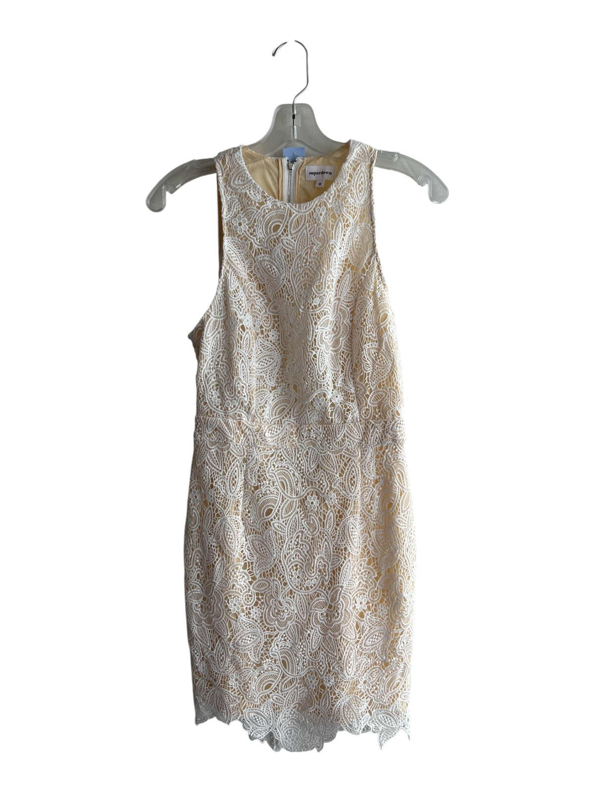 Superdown Size M White Polyester Lace Overlay Round Neck Sleeveless ...