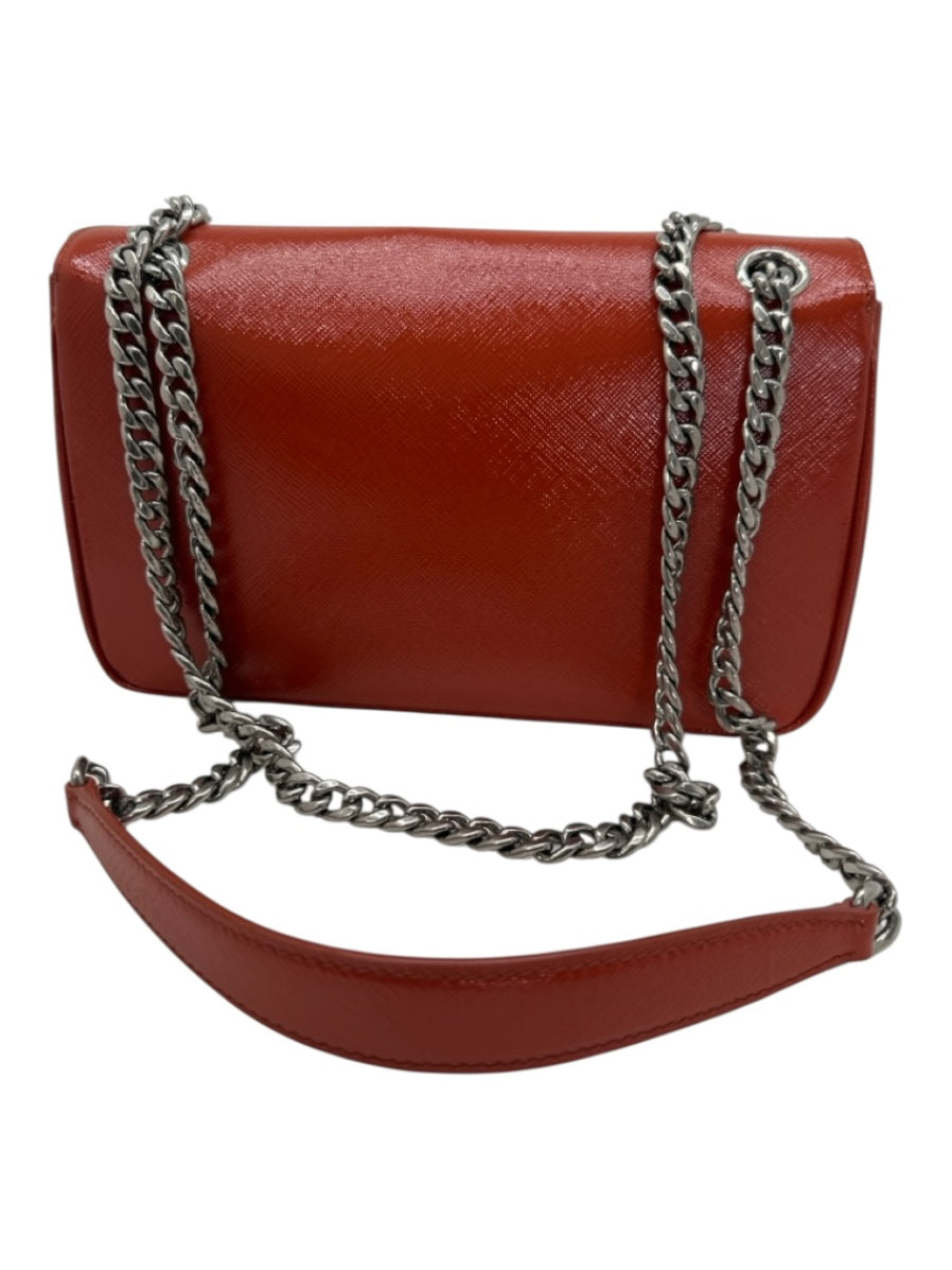 Prada Clay Orange Saffiano Leather Glossy Silver Tone Hardware Shoulde ...