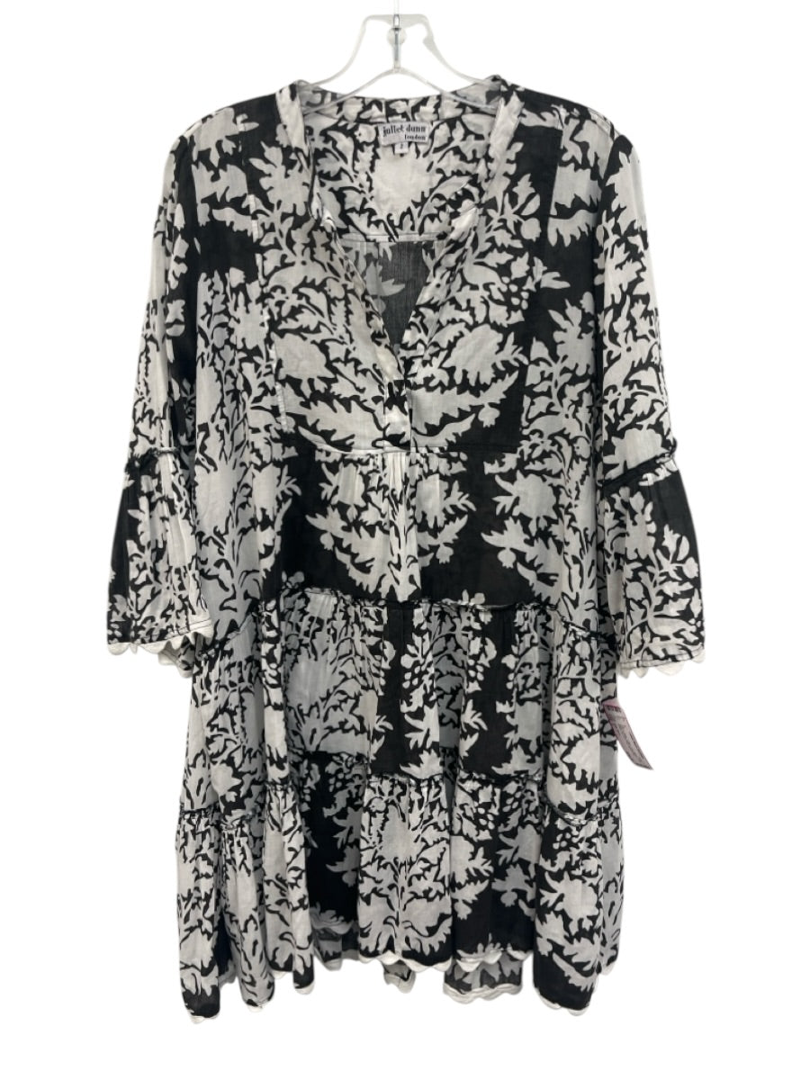 Juliet Dunn Size 2 Black & White Cotton Long Sleeve One Button Below ...