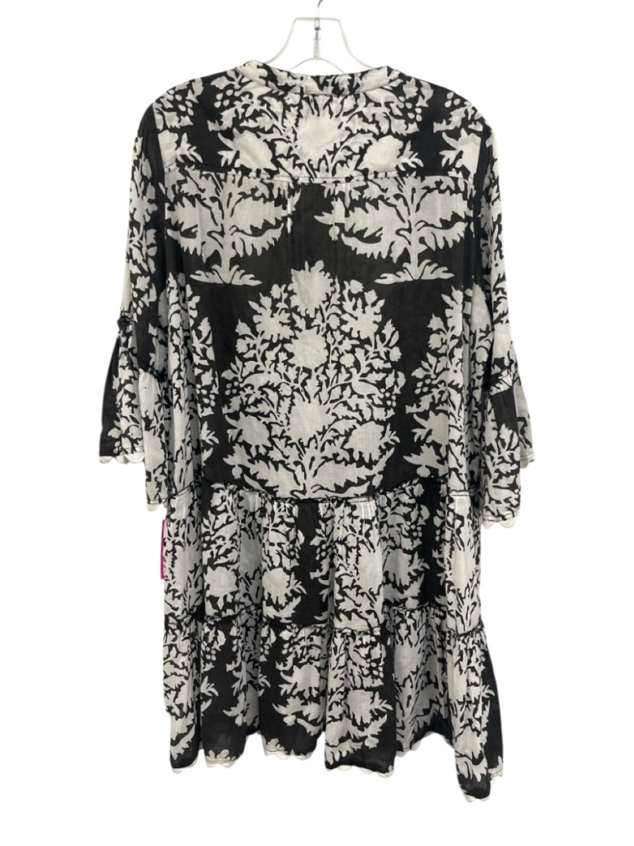 Juliet Dunn Size 2 Black & White Cotton Long Sleeve One Button Below ...