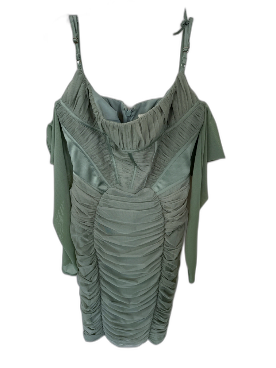 House of CB Size M Sage green Polyester Off Shoulder Gathered Back Zip ...