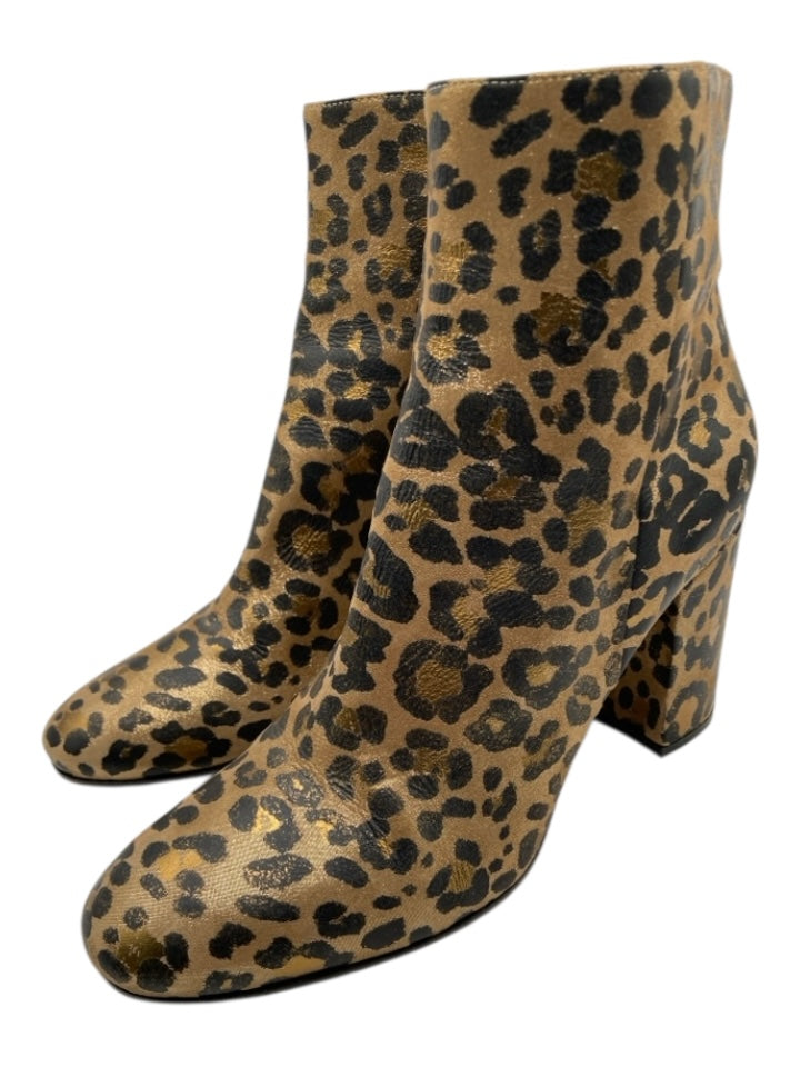 Gianvito Rossi Shoe Size 40 Gold & Black Leather round toe Leopard Boo ...