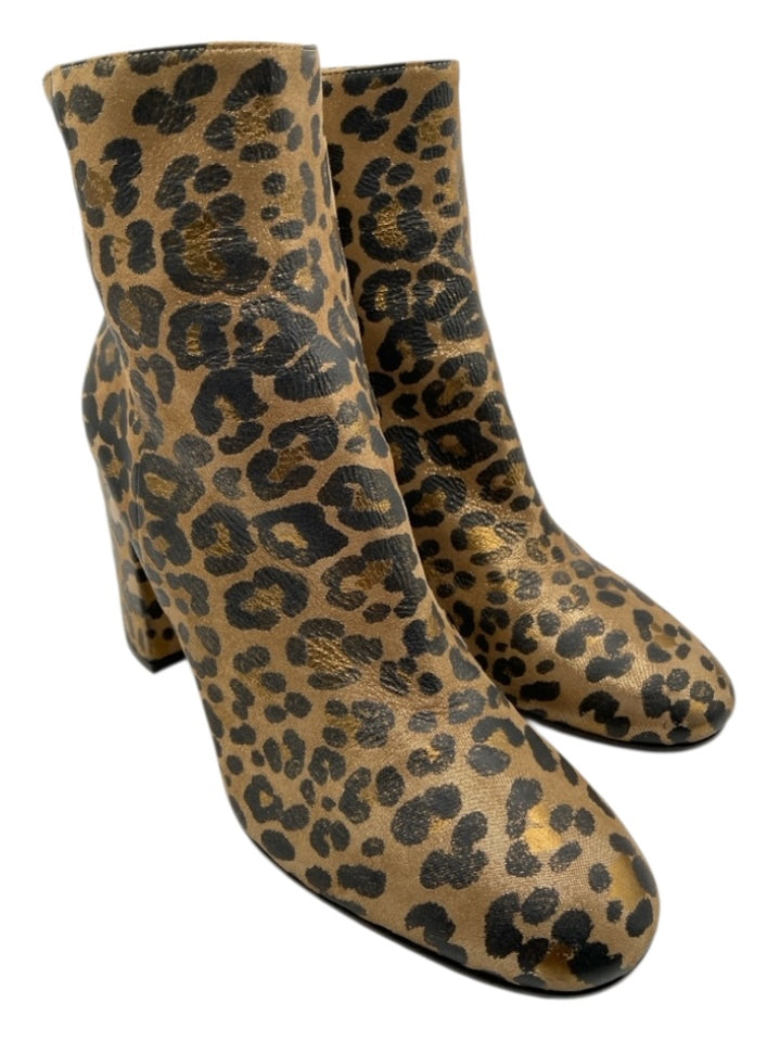 Gianvito Rossi Shoe Size 40 Gold & Black Leather round toe Leopard Boo ...