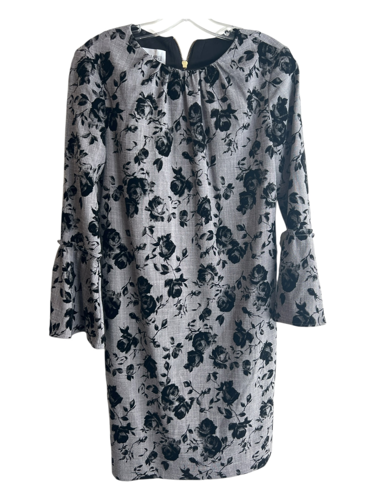 Sara Campbell Size 2 Black & Gray Polyester Floral Design Long Sleeve ...