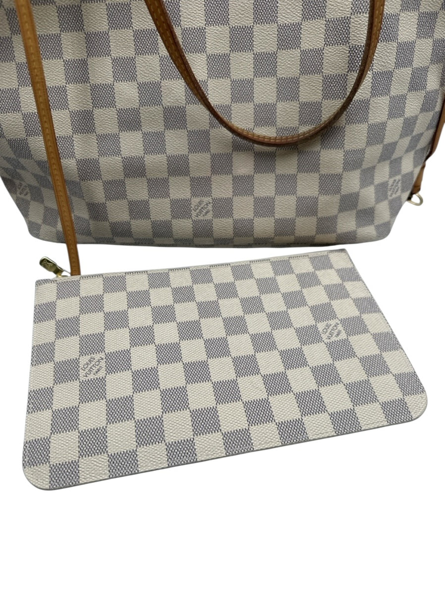 Louis Vuitton White Print Coated Canvas Damier Azur Tote Pouch Inc. Bag ...