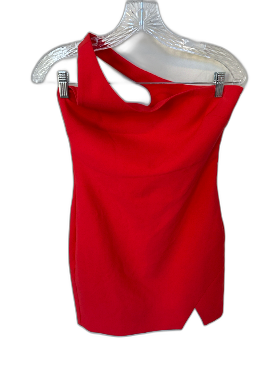Likely Size 4 Coral Red Polyester Blend One Shoulder Side Zip Dress ...