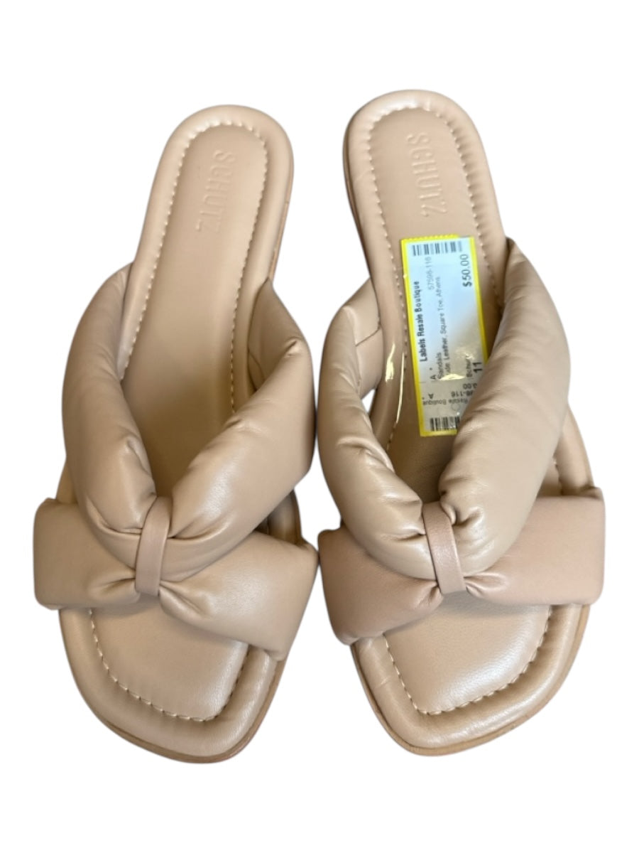 Schutz Shoe Size 11 nude Leather Square Toe Sandals — Labels Resale ...