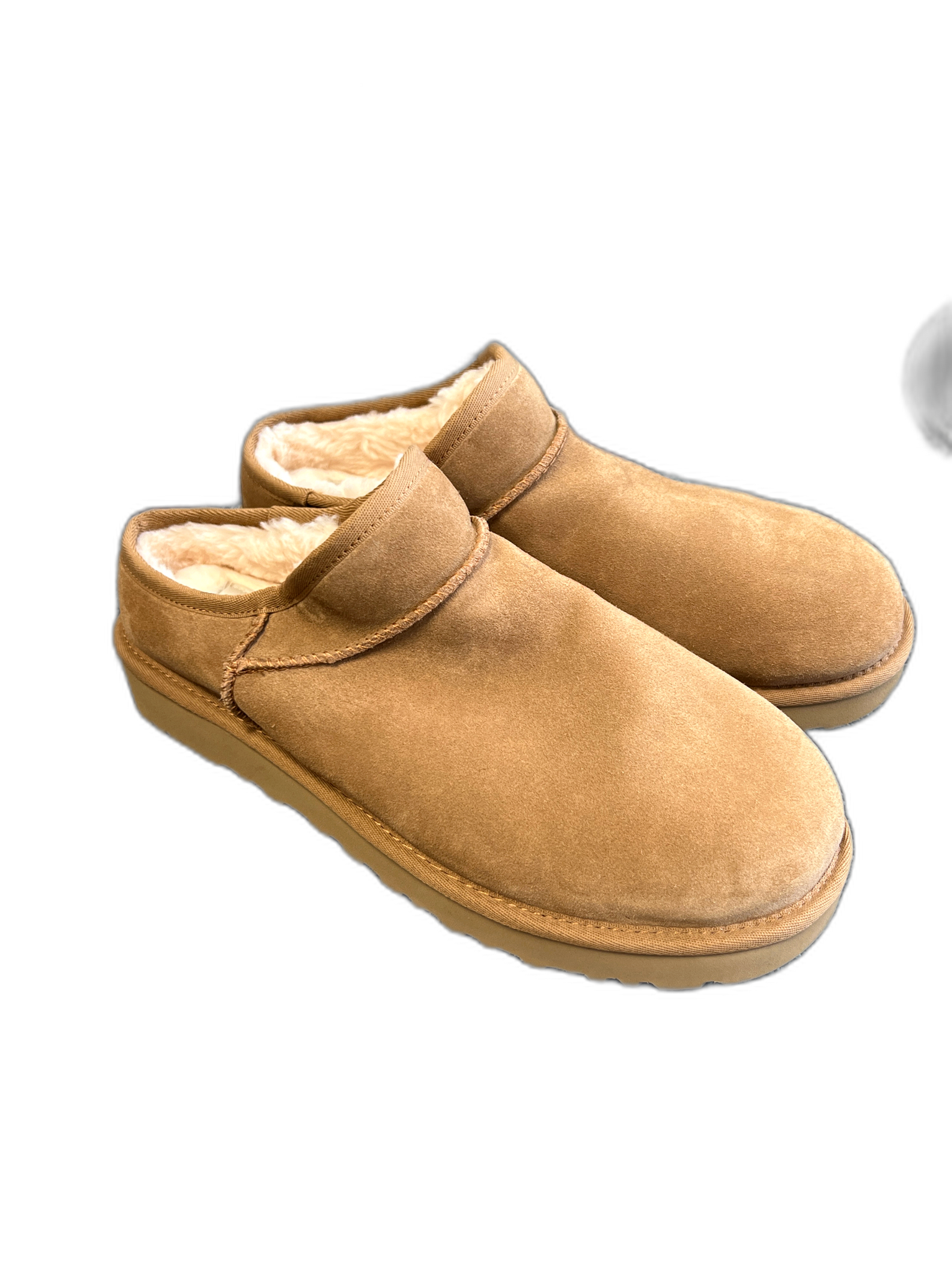 Ugg Shoe Size 11 Light Brown Suede Open Back Round Toe Fleece Lined ...