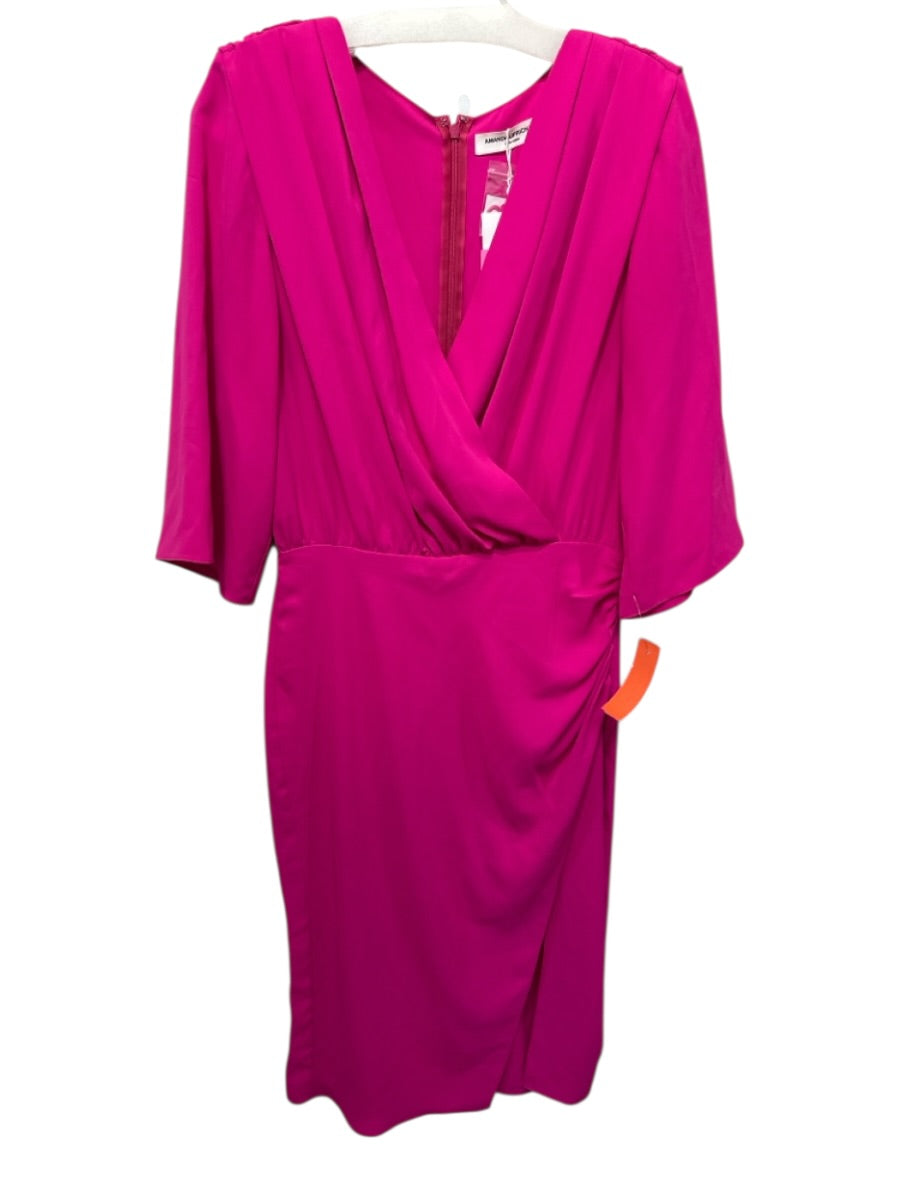 Amanda Uprichard Size S Hot pink Polyester 1/2 Sleeve Draped V Neck ...