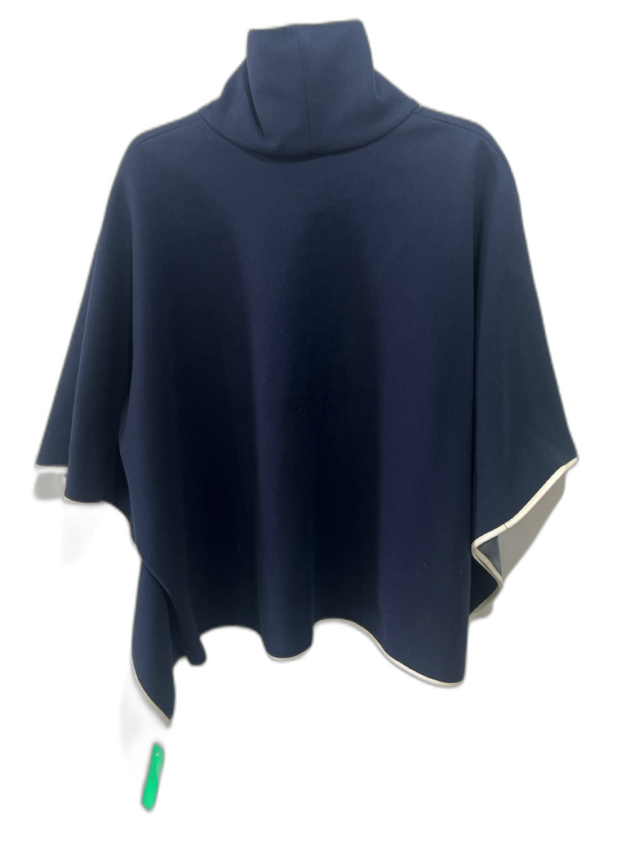 Tuckernuck Navy Blue & White Polyester Blend Turtleneck Rectangular Poncho — Labels Resale Boutique