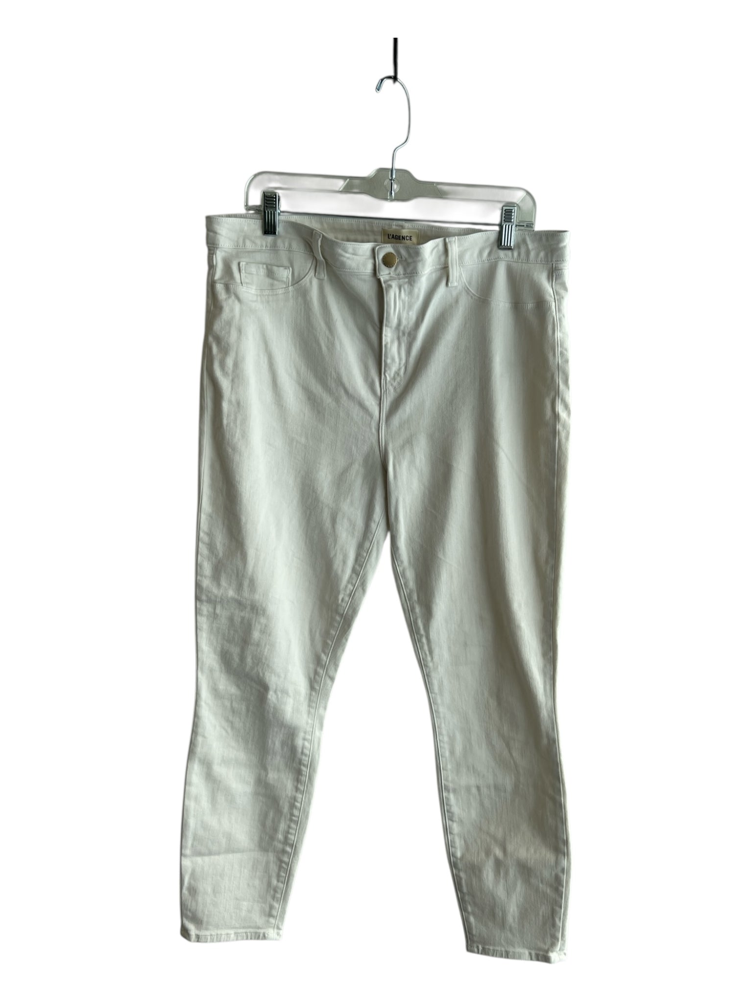 L'agence Size 34 White Cotton High Rise Straight Leg zipper front 5 ...