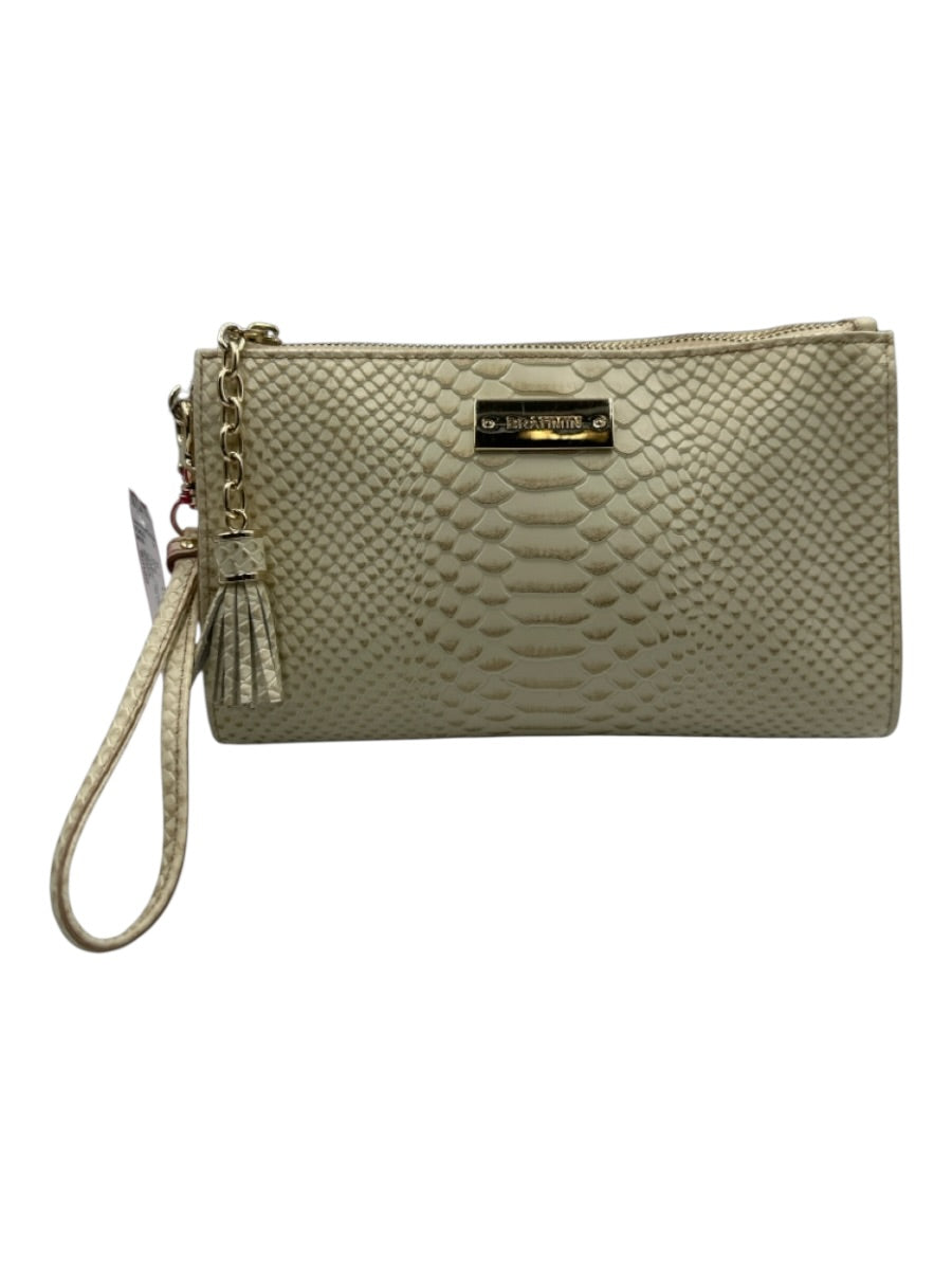 Brahmin Cream & Gold Leather Zip Close Croc Embossed Gold Hardware ...